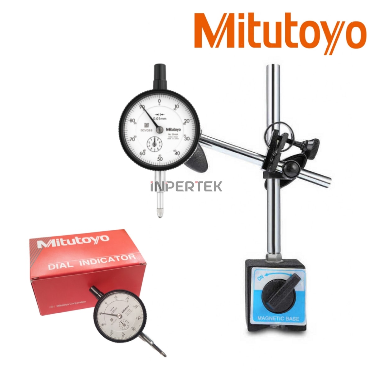 Paket Dial Indicator Mitutoyo 2046A + Magnetic Base Test Stand Gauge ...