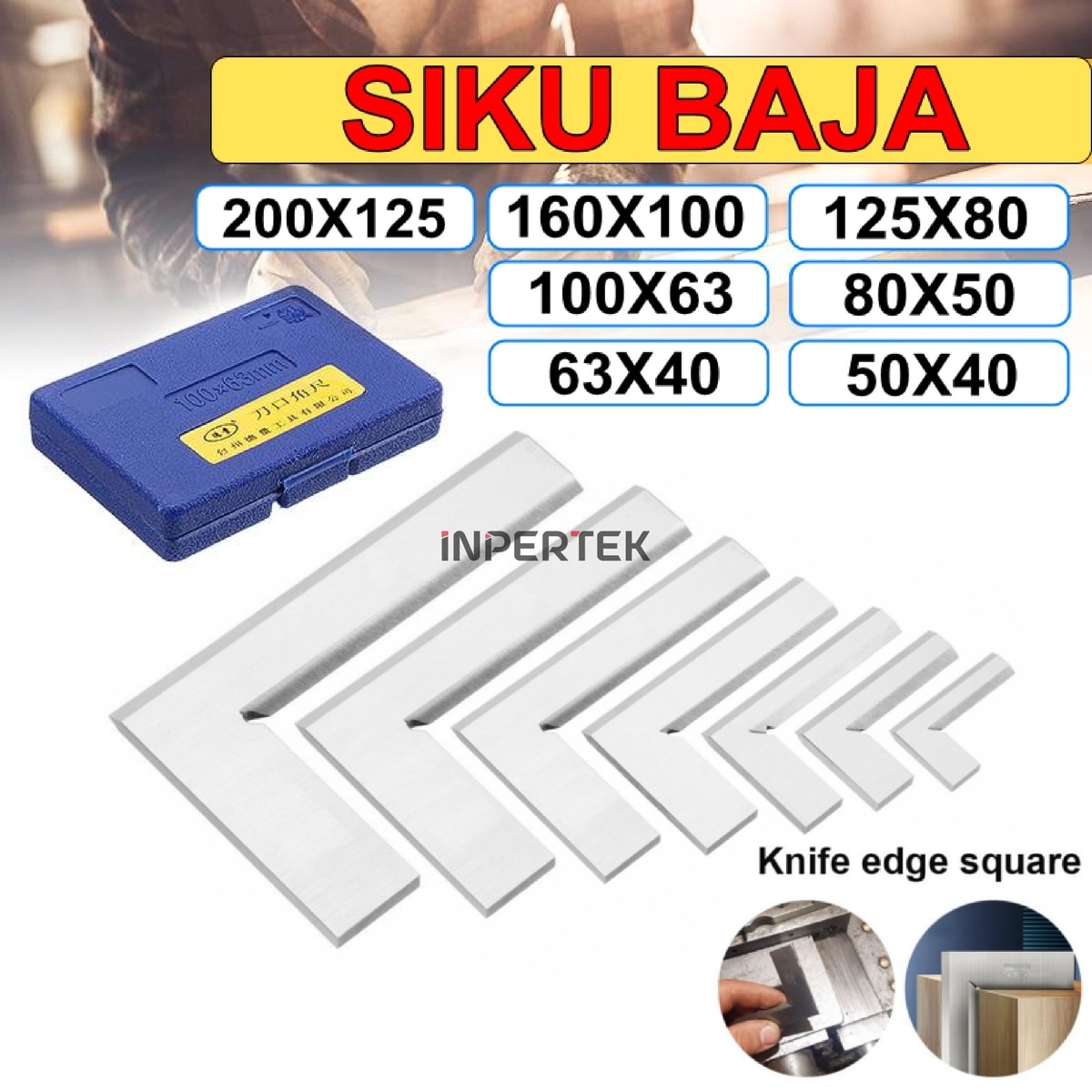 Siku Baja Penggaris Besi Stainless Knife Edge Square